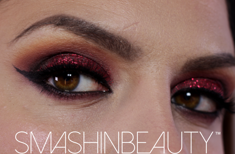 Red Glitter Eye Shadow Makeup Holiday Makeup Tutorial 2014